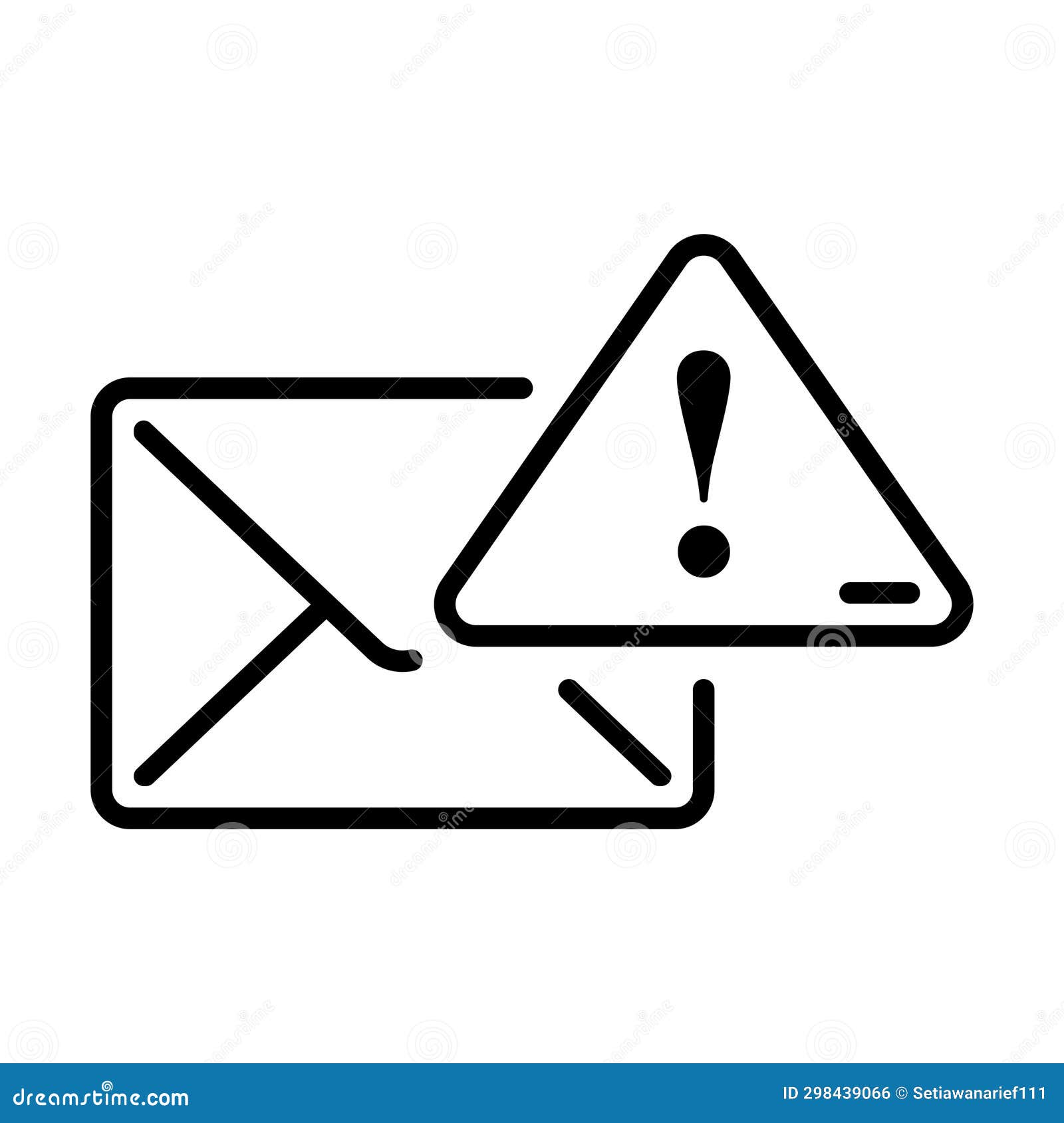 Email Icon with Caution Exclamation Mark Warning Notification Sign in ...