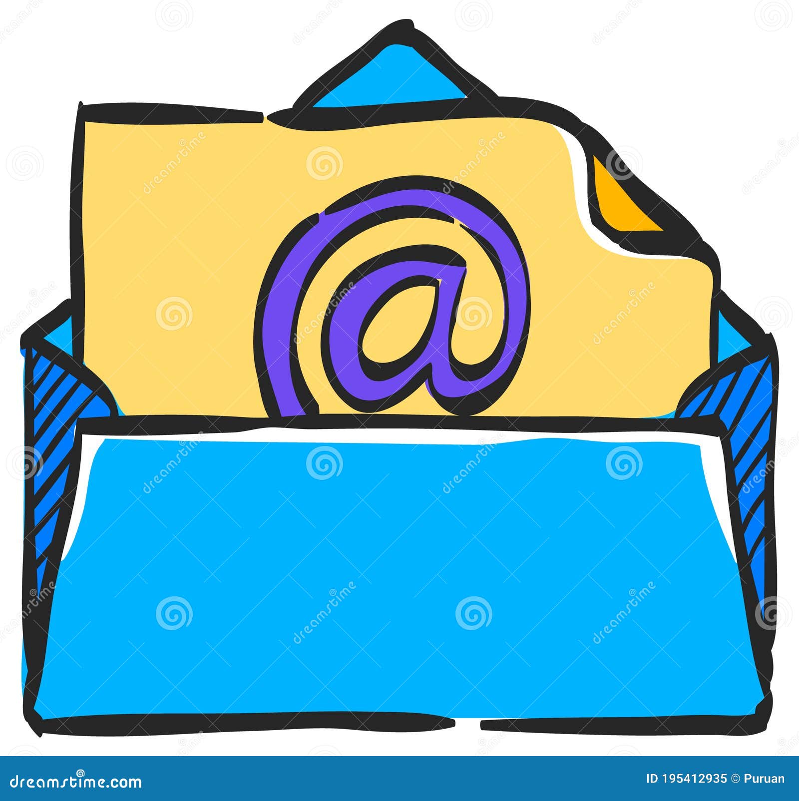 Email Icon in Color Drawing Stock Vector - Illustration of color ...