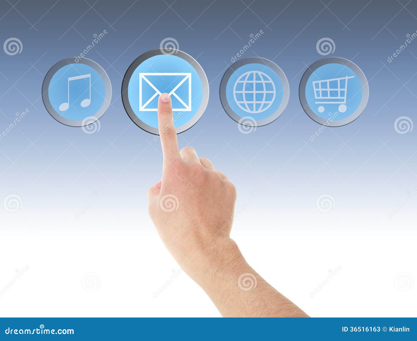 Email Icon Computer Touch Screen Menu and Hand Stock Image - Image of ...