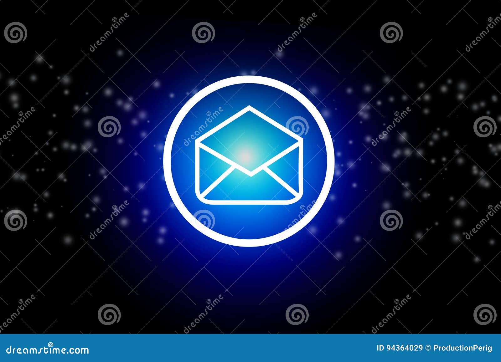 Email Icon on a Dark Abstract Background - Communication Concept Stock ...