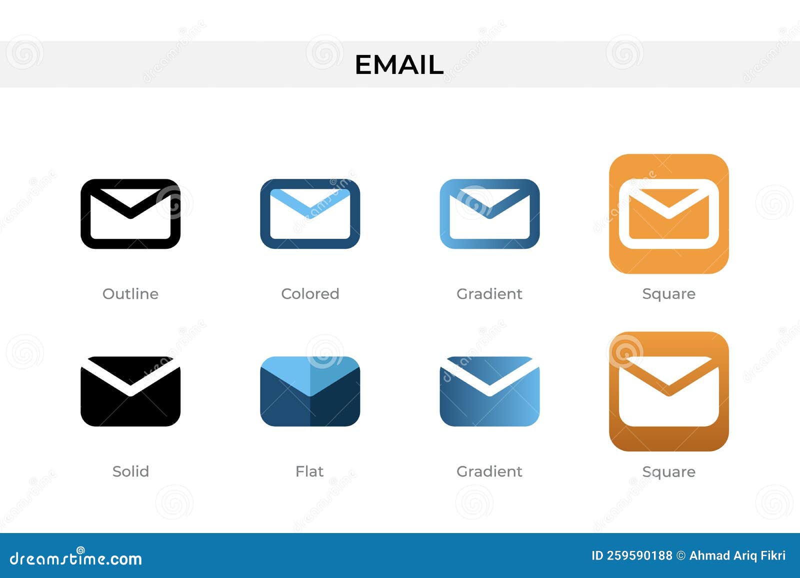 Email Icon in Different Style. Email Vector Icons Designed in Outline ...