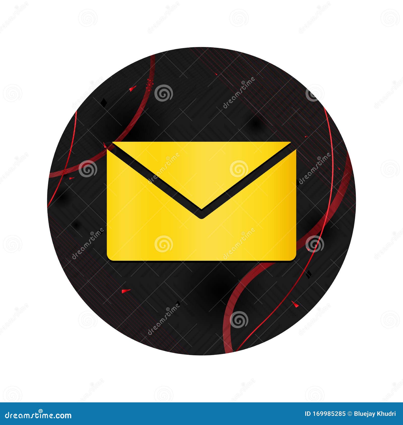 Email Icon Elegant Black Round Button Stock Vector - Illustration of ...