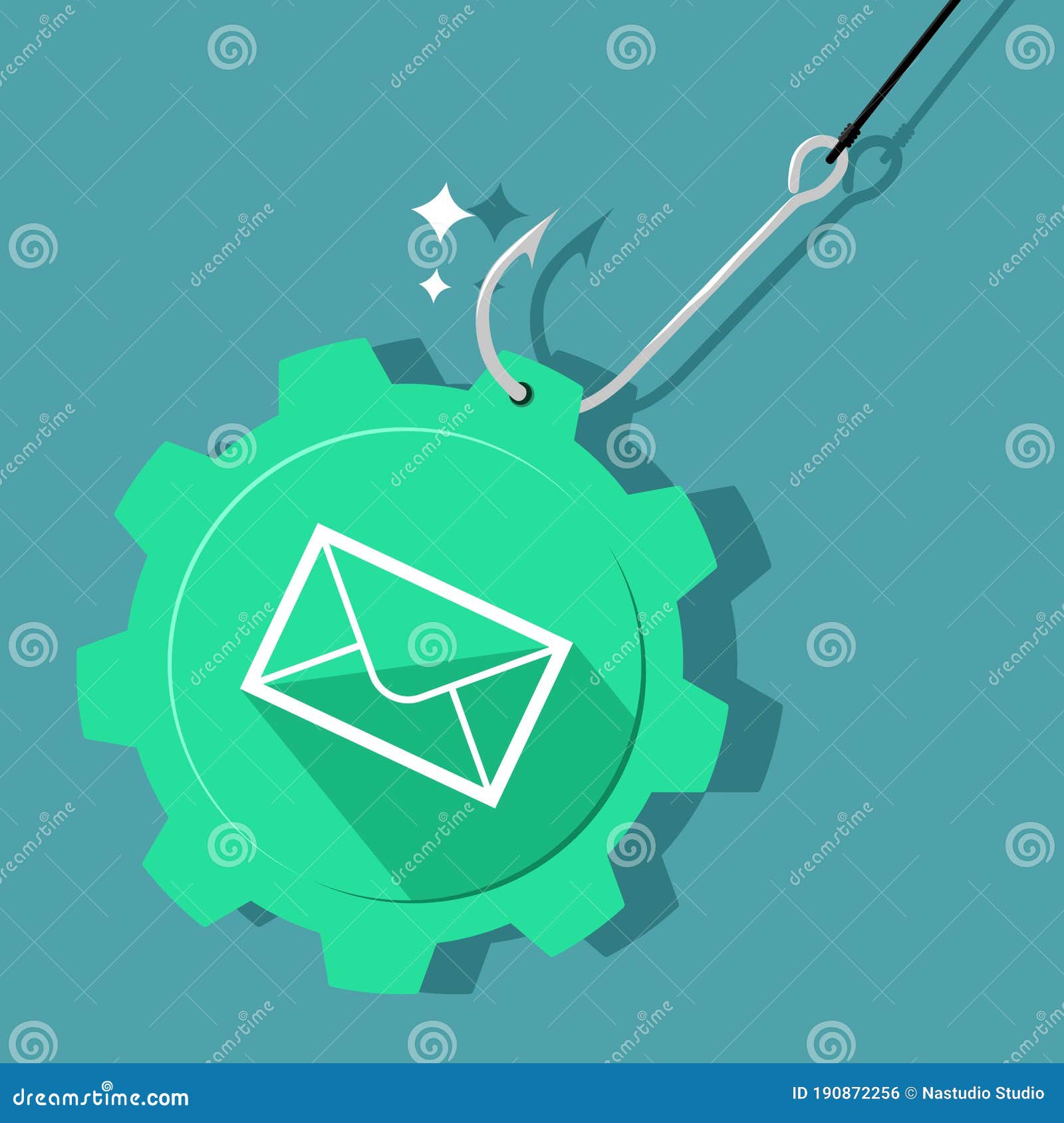 Email Icon and Fishing Hook. Fishing by Email. Cyber Thief Stock Vector ...