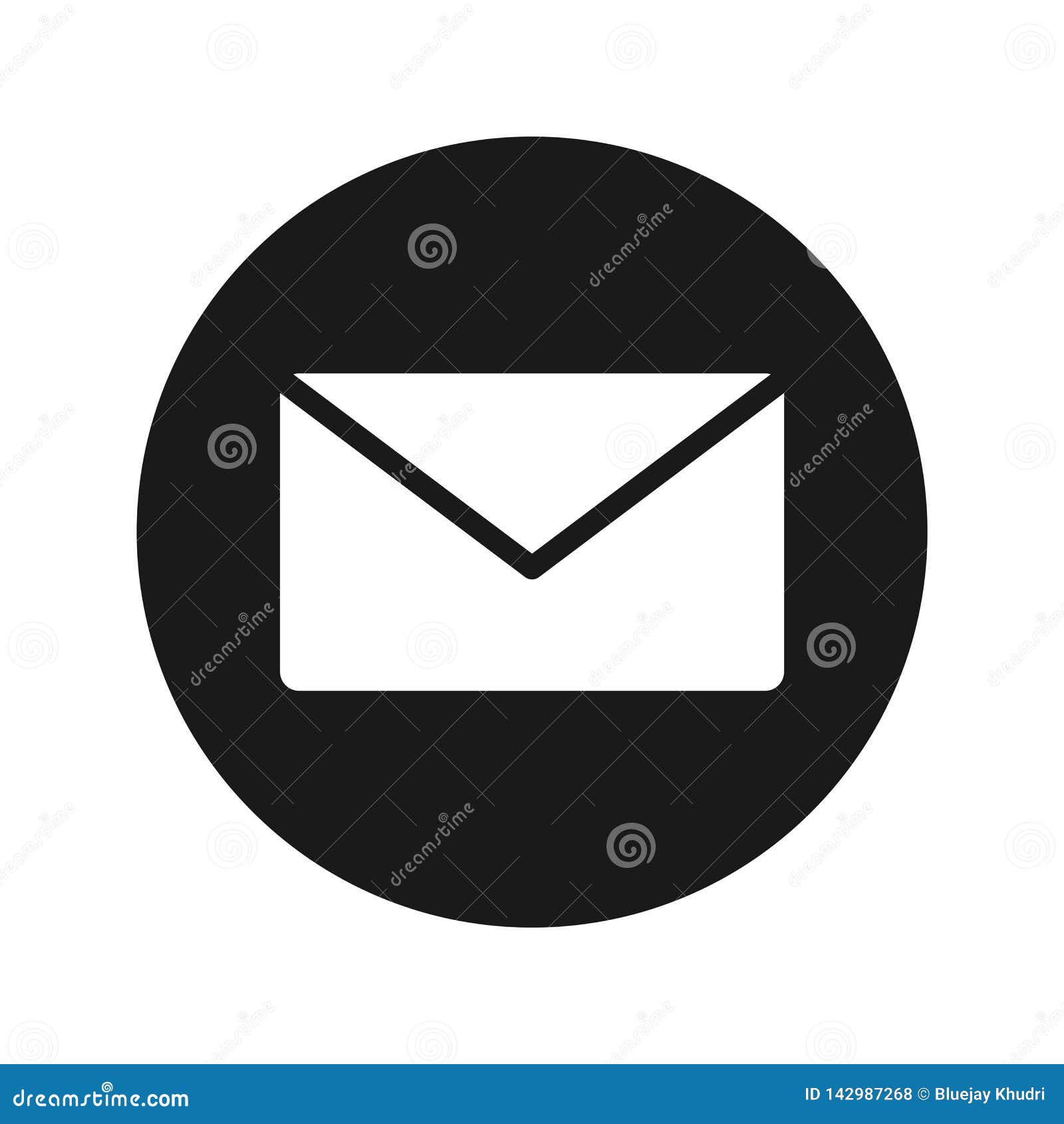 Email Icon Flat Black Round Button Vector Illustration Stock Vector ...