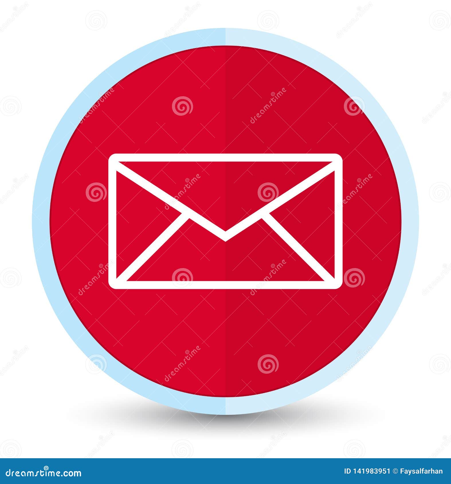 Email Icon Flat Prime Red Round Button Stock Vector - Illustration of ...