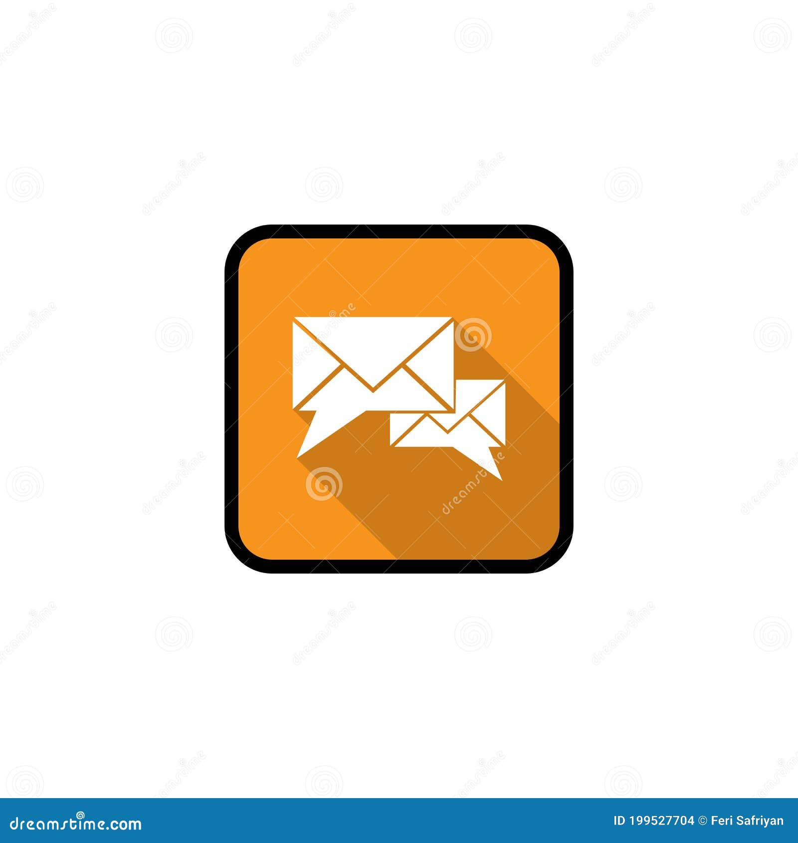 Email icon flat stock illustration. Illustration of letter - 199527704