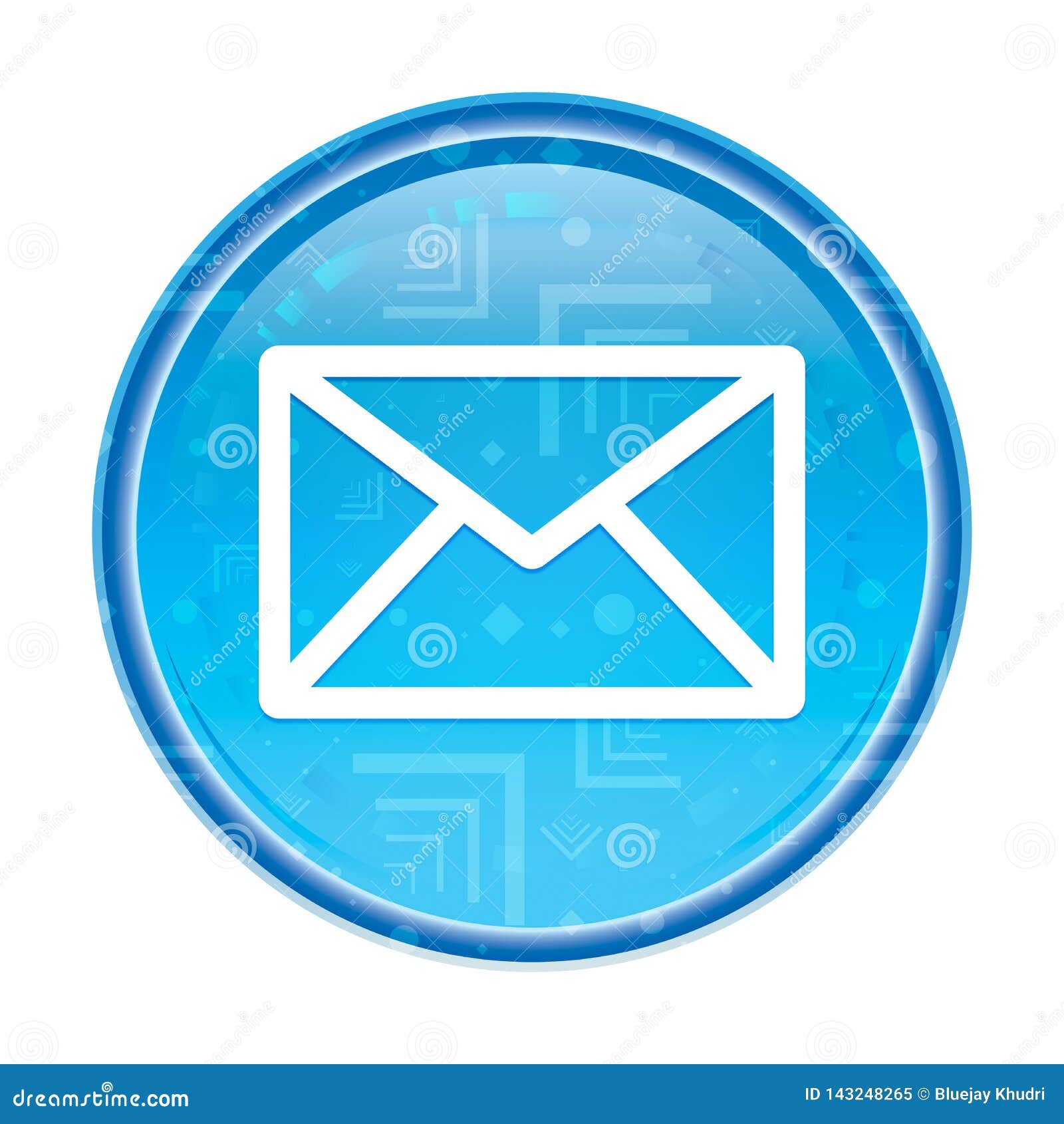 Email Icon Floral Blue Round Button Stock Illustration - Illustration ...