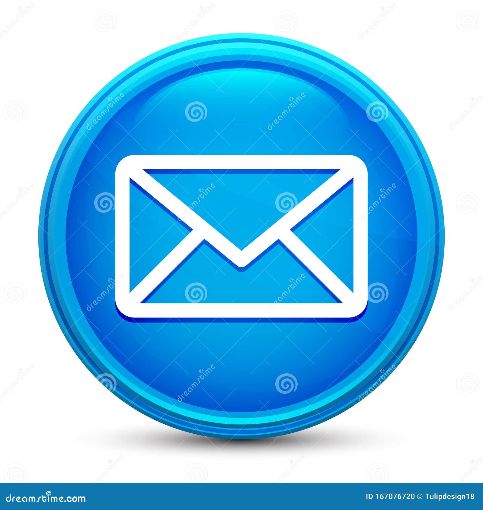 Email Icon Glass Shiny Blue Round Button Isolated Design Vector ...