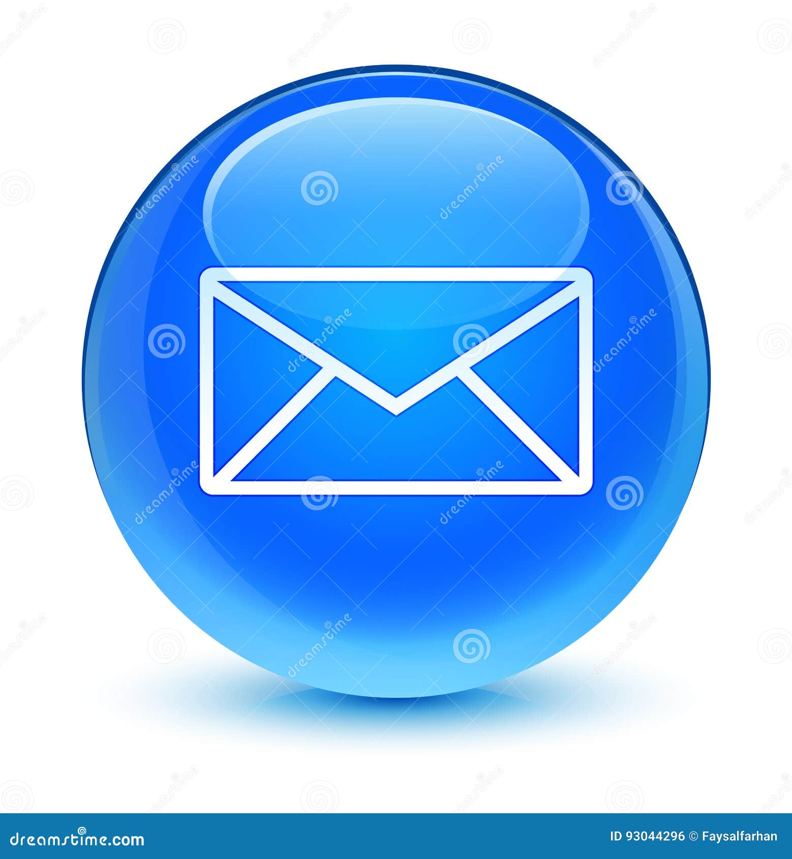 Email Icon Glassy Cyan Blue Round Button Stock Illustration ...