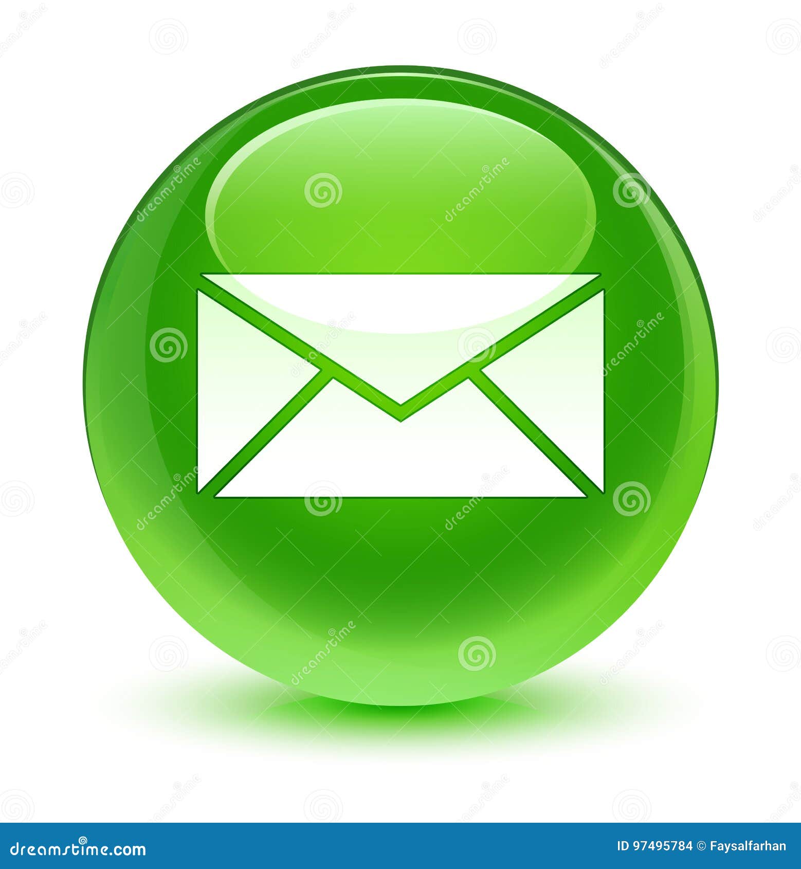 Email Icon Glassy Green Round Button Stock Illustration - Illustration ...