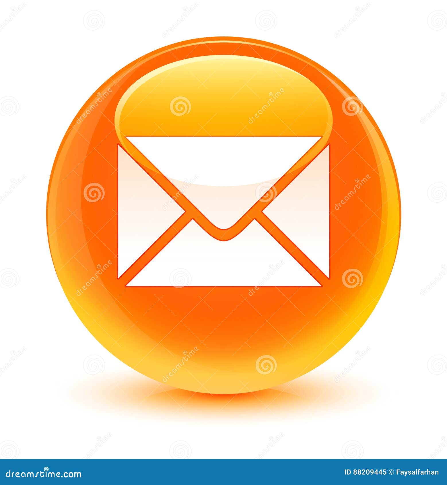 Email Icon Glassy Orange Round Button Stock Illustration - Illustration ...