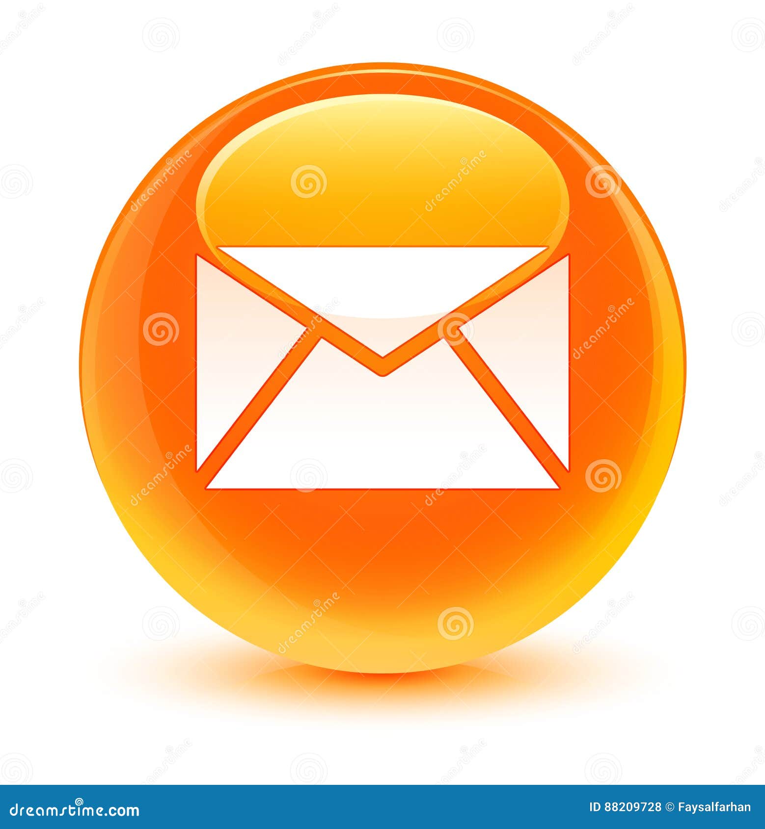 Email Icon Glassy Orange Round Button Stock Illustration - Illustration ...