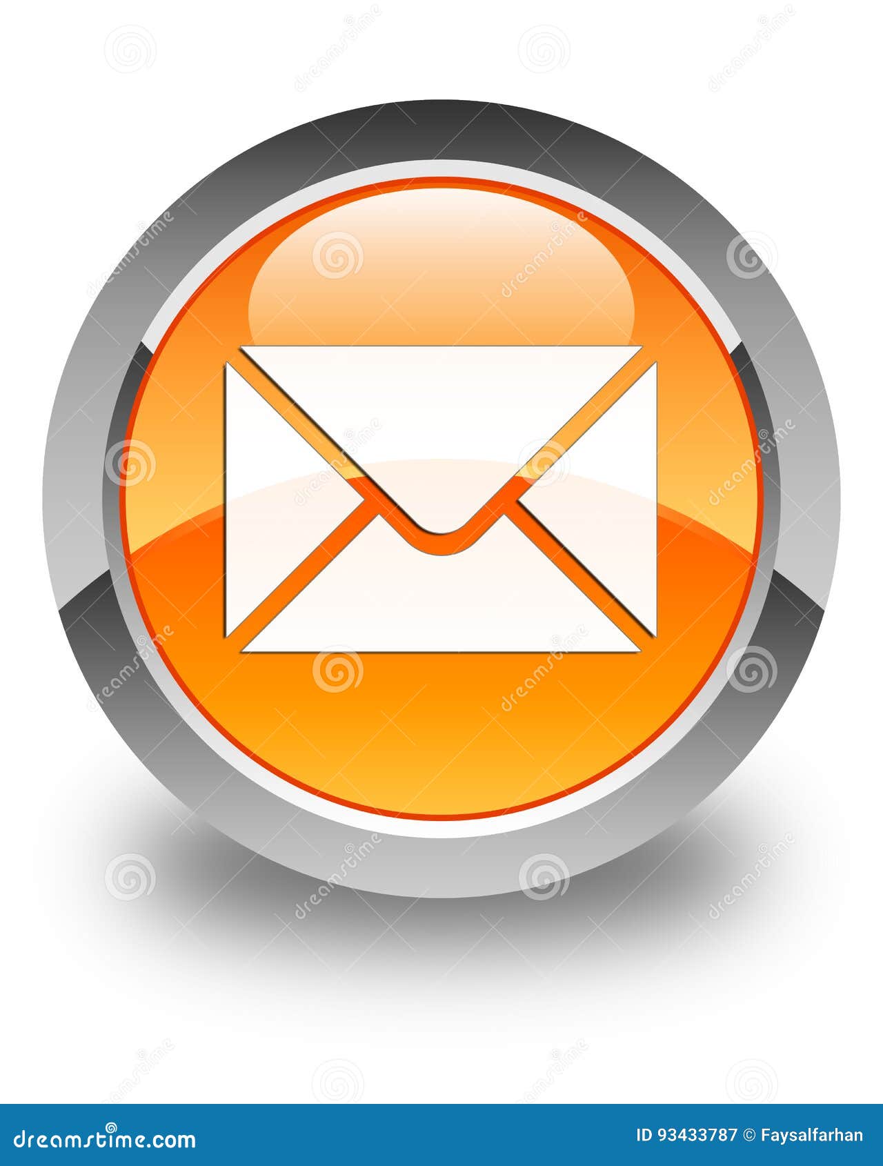 Email Icon Glossy Orange Round Button Stock Illustration - Illustration ...