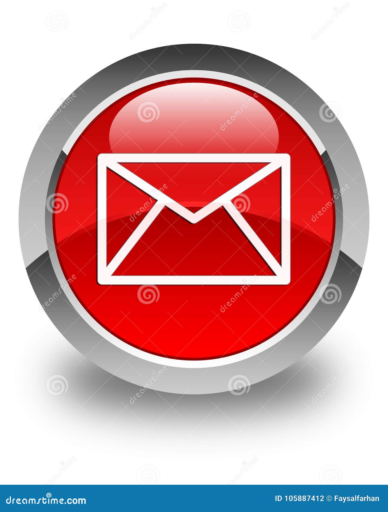 Email Icon Glossy Red Round Button Stock Illustration - Illustration of ...