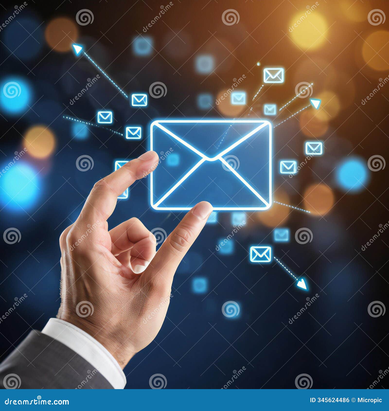 Email Icon with Hand Digital Interface Picture Telecommunication File ...