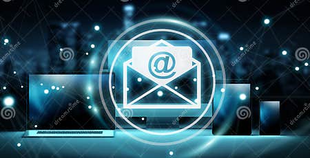 Email Icon Interface Over Modern Tech Devices 3D Rendering Stock ...