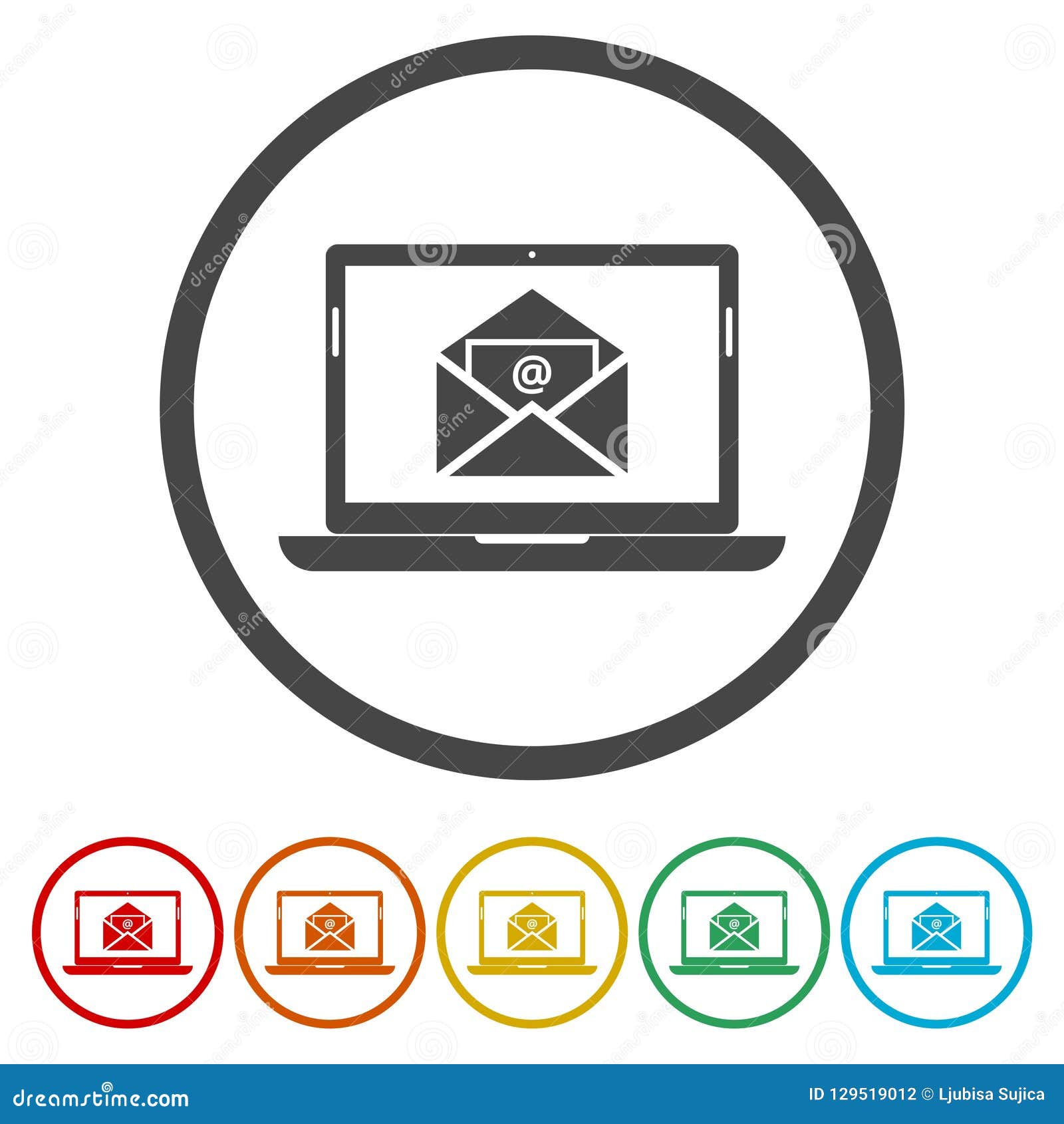 Email icon. Laptop icon stock vector. Illustration of email - 129519012