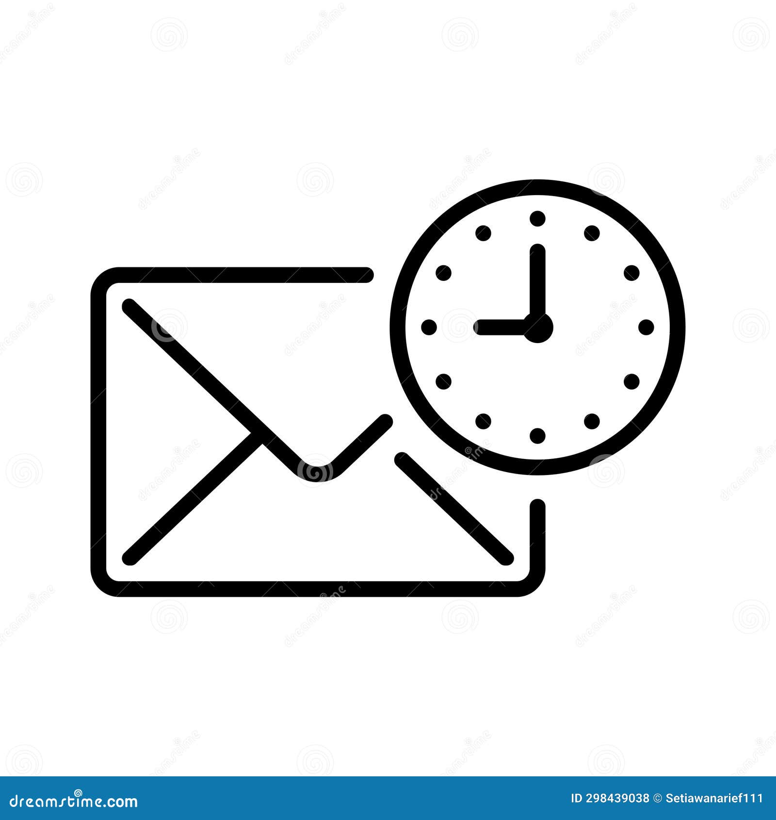 Email Icon in Line Style with Clock Notification Stock Vector ...