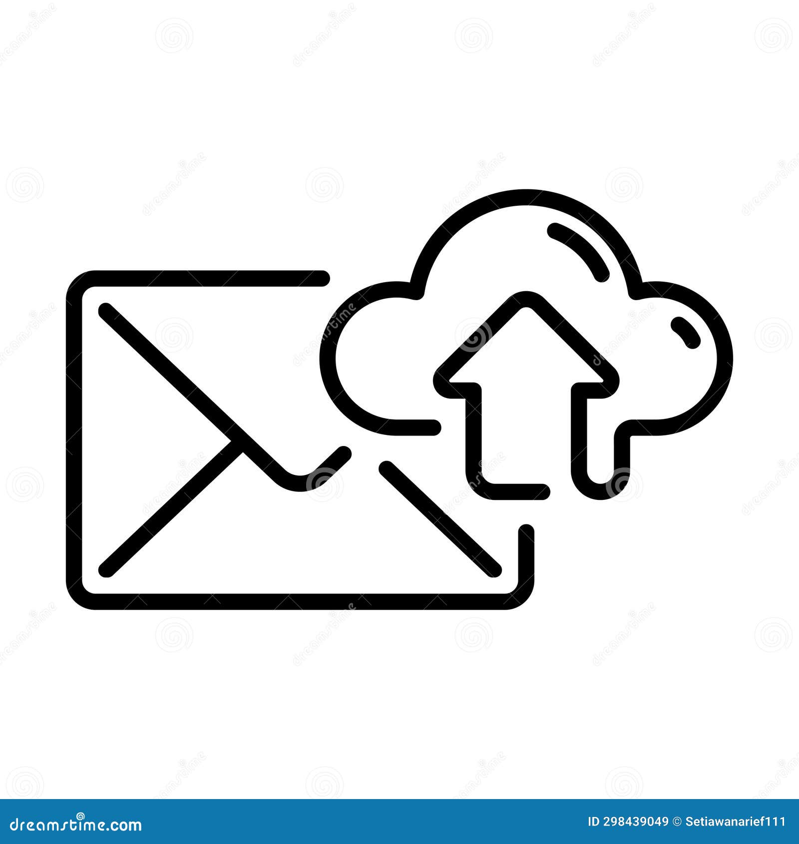 Email Icon in Line Style with Cloud Upload Sign Stock Vector ...