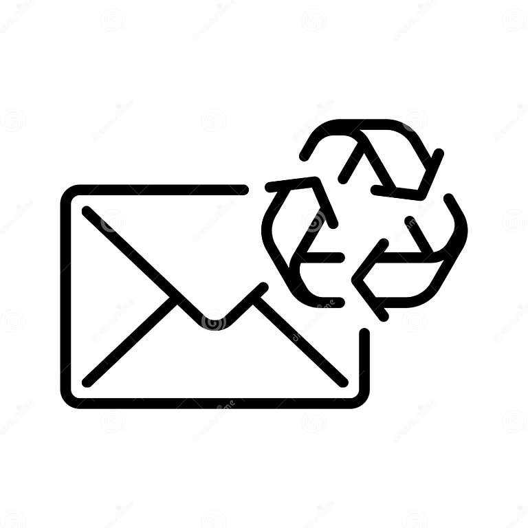 Email Icon in Line Style with Recycling Notification Stock Vector ...