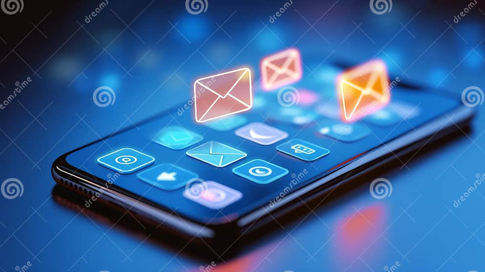 Email Icon on Mobile Screen. Generative AI Stock Illustration ...