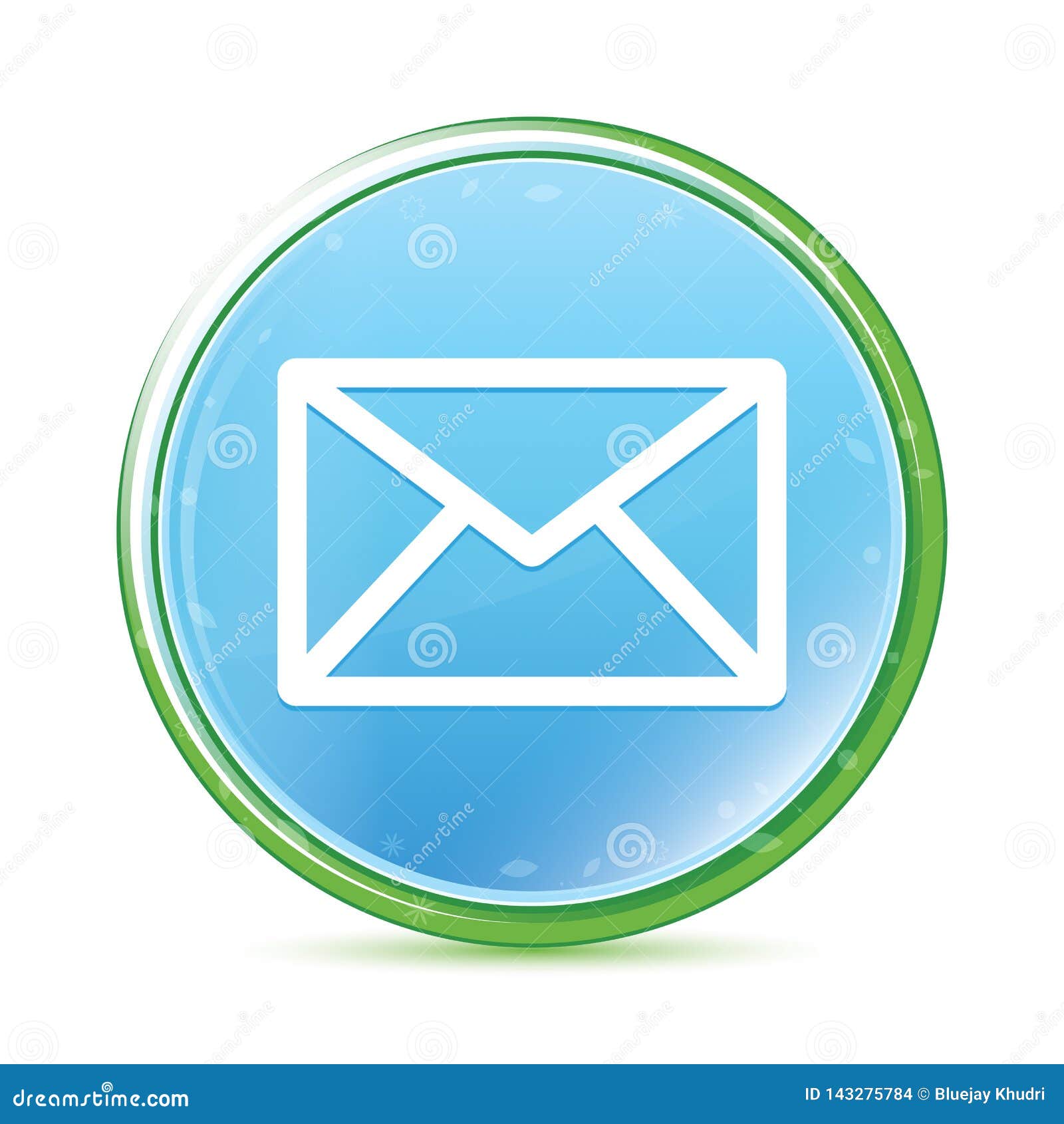 Email Icon Natural Aqua Cyan Blue Round Button Stock Illustration ...