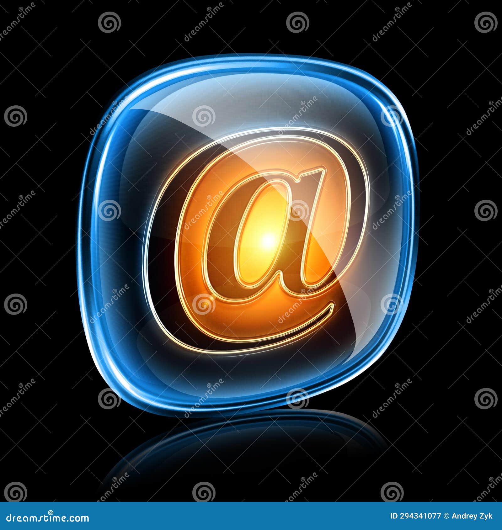 Email icon neon. stock illustration. Illustration of sphere - 294341077