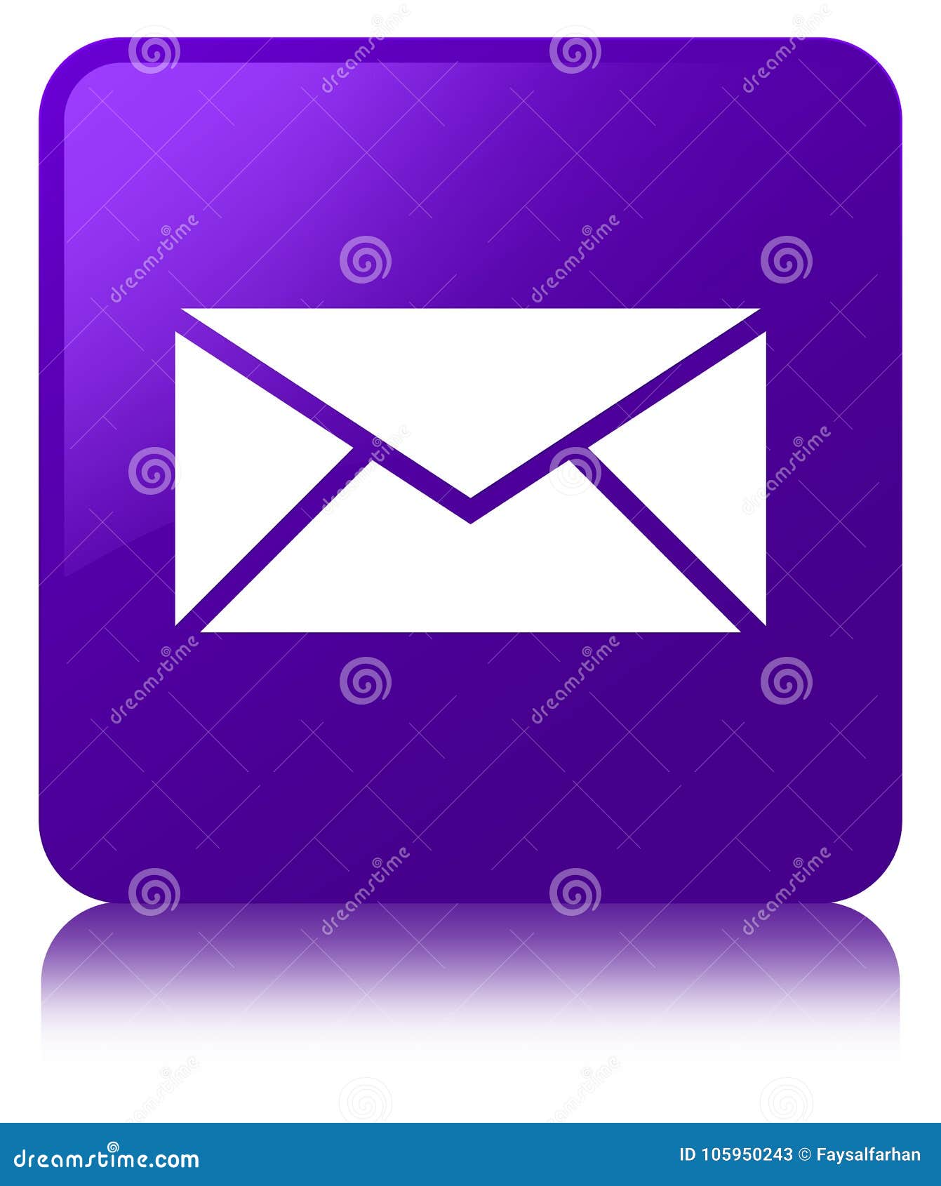 Email Icon Purple Square Button Stock Illustration - Illustration of ...