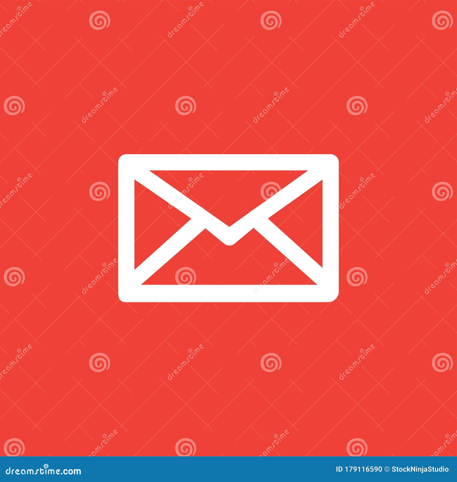 Email Icon on Red Background. Red Flat Style Vector Illustration Stock ...