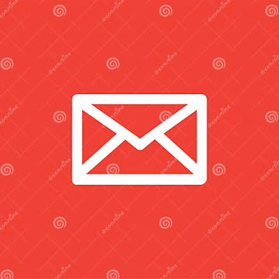 Email Icon on Red Background. Red Flat Style Vector Illustration Stock ...
