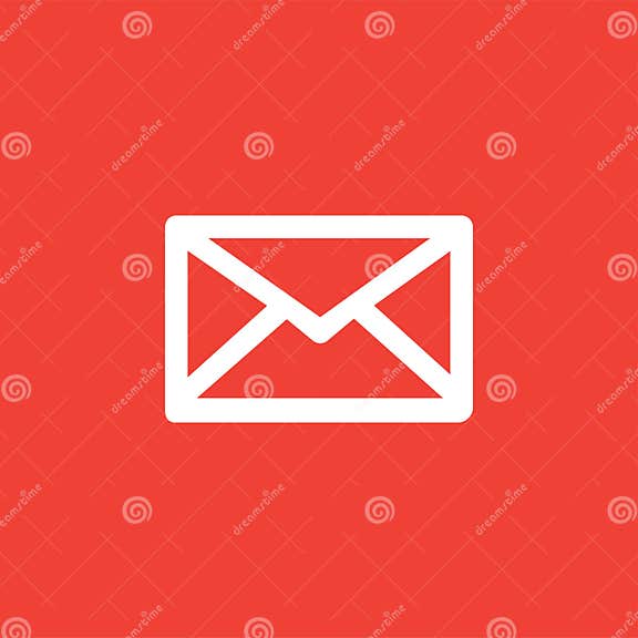 Email Icon on Red Background. Red Flat Style Vector Illustration Stock ...