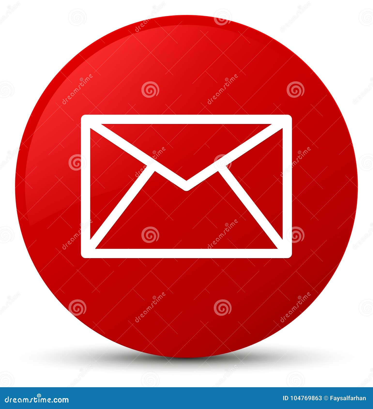 Email Icon Red Round Button Stock Illustration - Illustration of letter ...