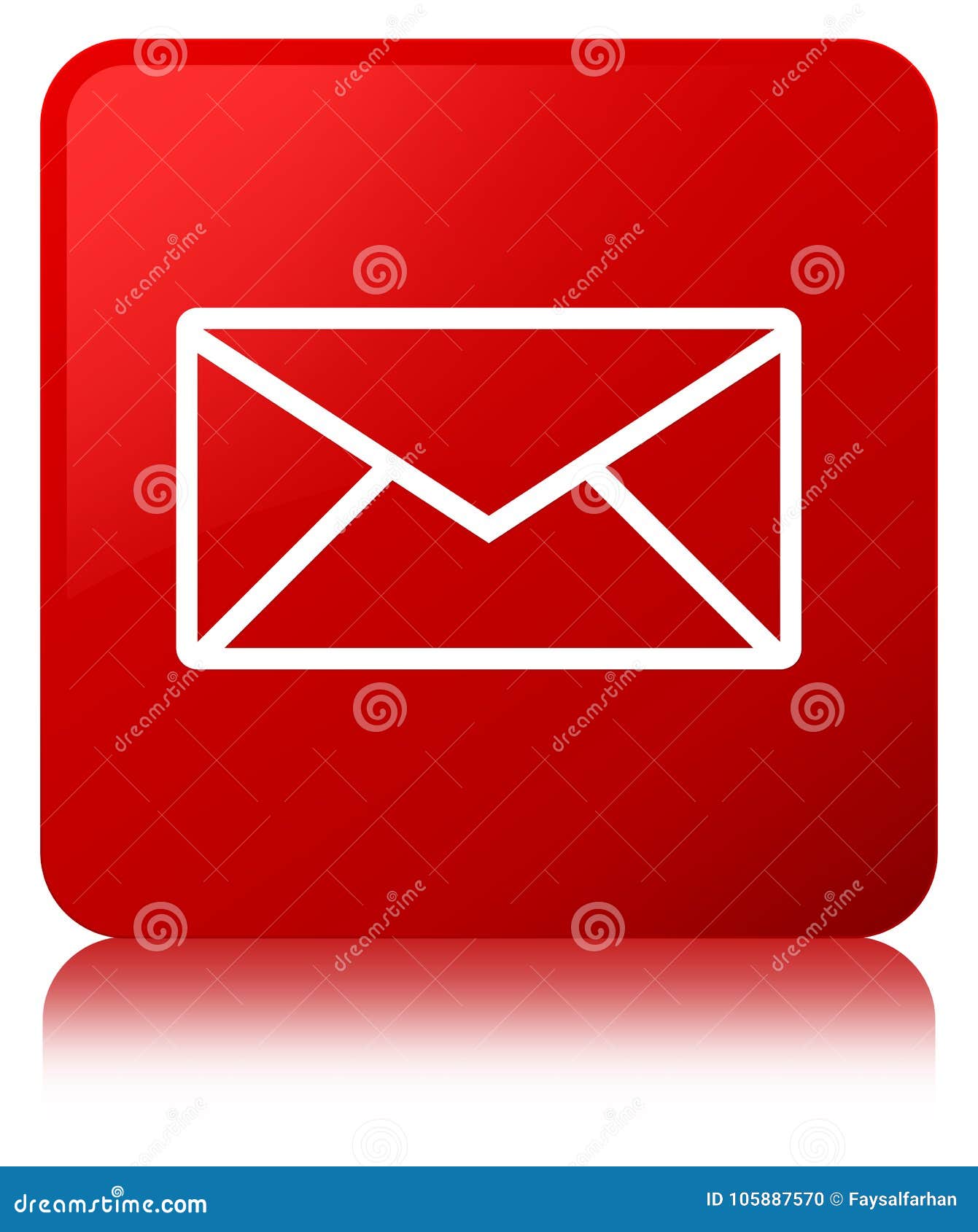 Email Icon Red Square Button Stock Illustration - Illustration of ...