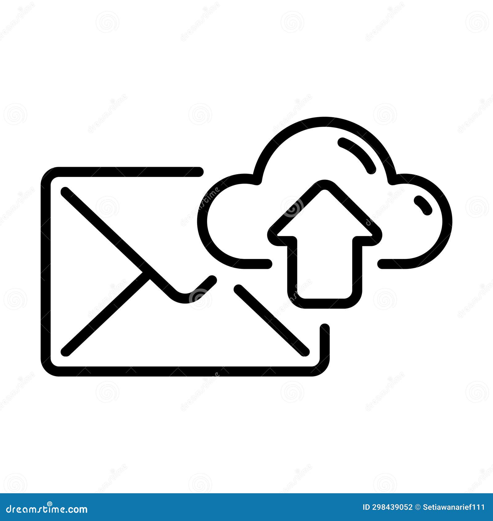 Email Icon and Rising Arrow Cloud in Line Style with Upload Backup Message Stock Vector ...