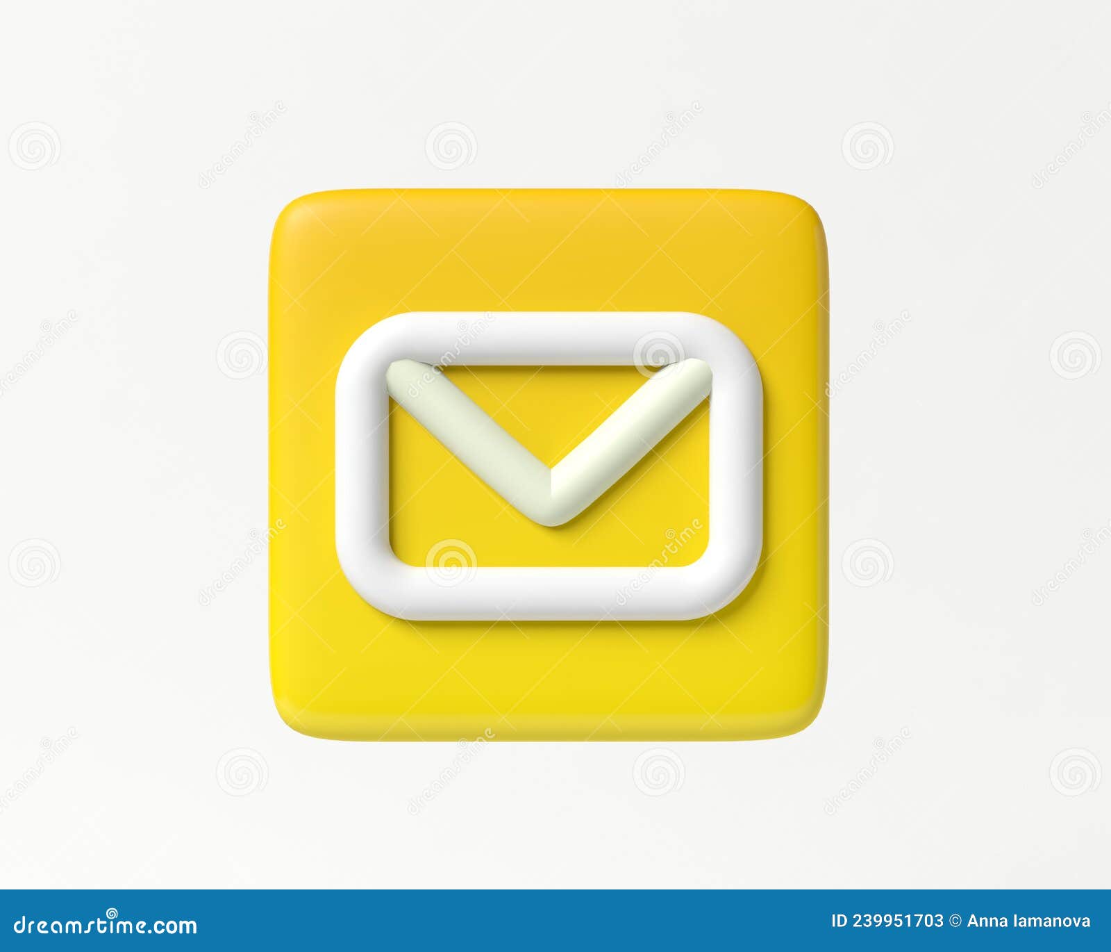 Email Icon. Round Yellow Button with White Stroke Stock Illustration ...