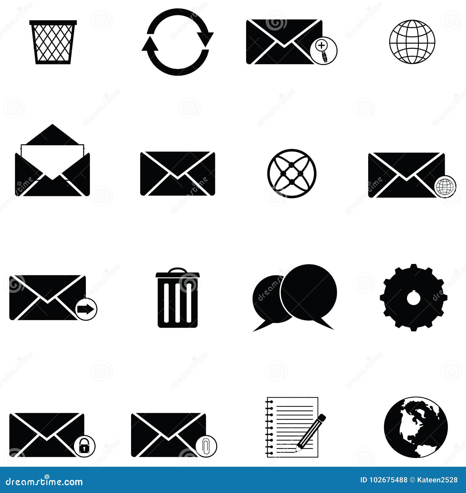 Email icon set stock vector. Illustration of envelope - 102675488