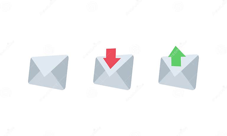 Email Icon Set. Envelope Symbols. Receive and Send Message. Vector EPS ...