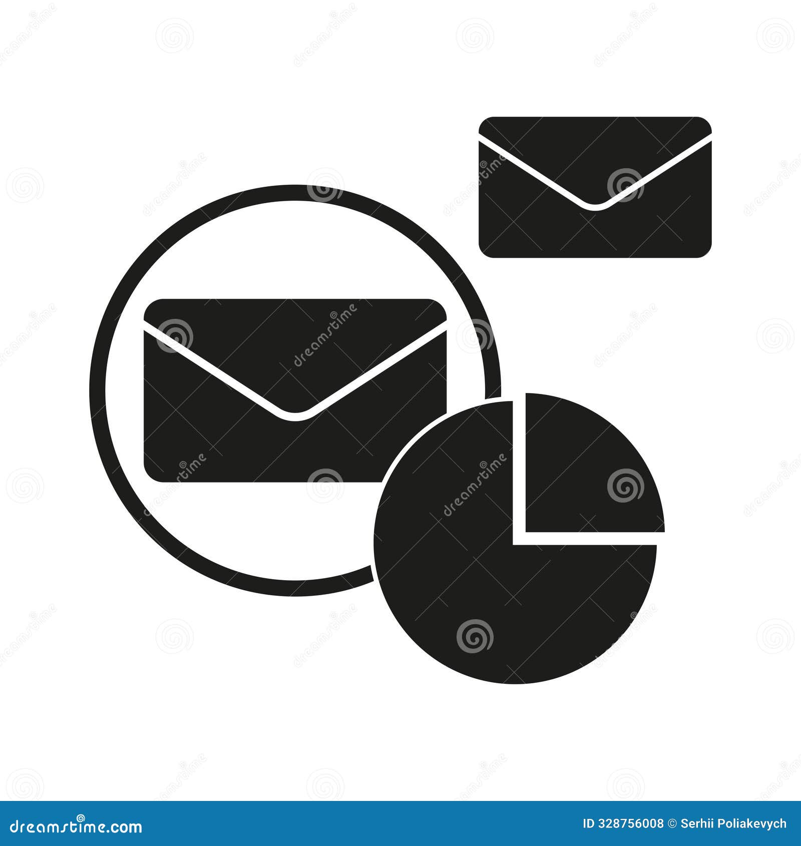 Email Icon Set. Pie Chart Symbol. Communication Graphic Element. Vector ...