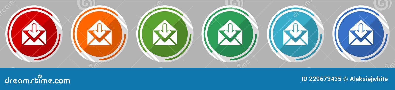 Email Icon Set, Vector Illustration in 6 Colors Options for Webdesign ...