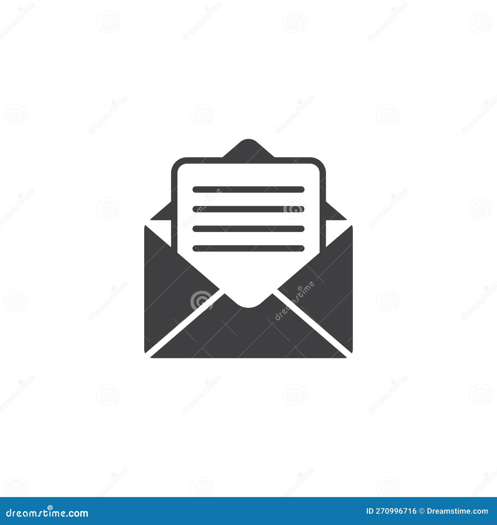 Modern Email Icon Vector Black White Stock Vector - Illustration of ...