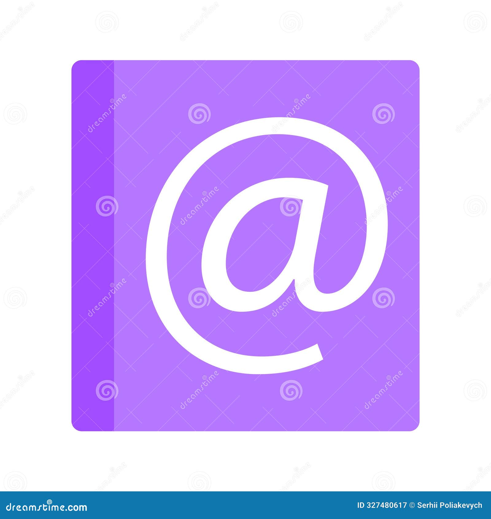 Email Icon Vector. Purple Square with White at Symbol. Communication ...