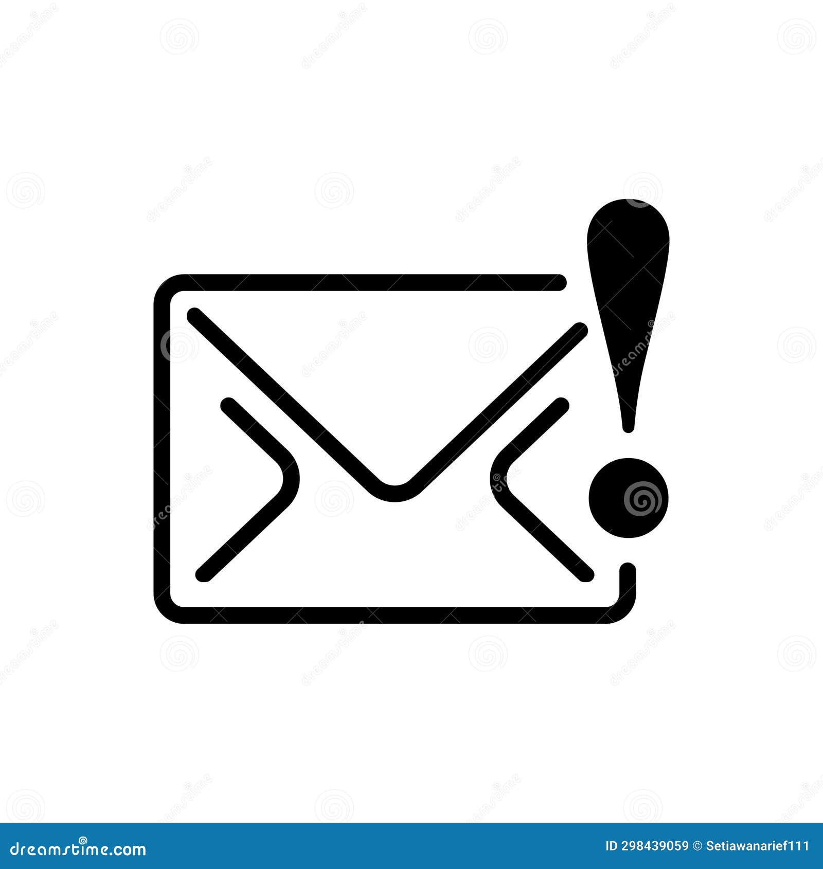 Email Icon with Warning Exclamation Mark Notification in Line Style ...