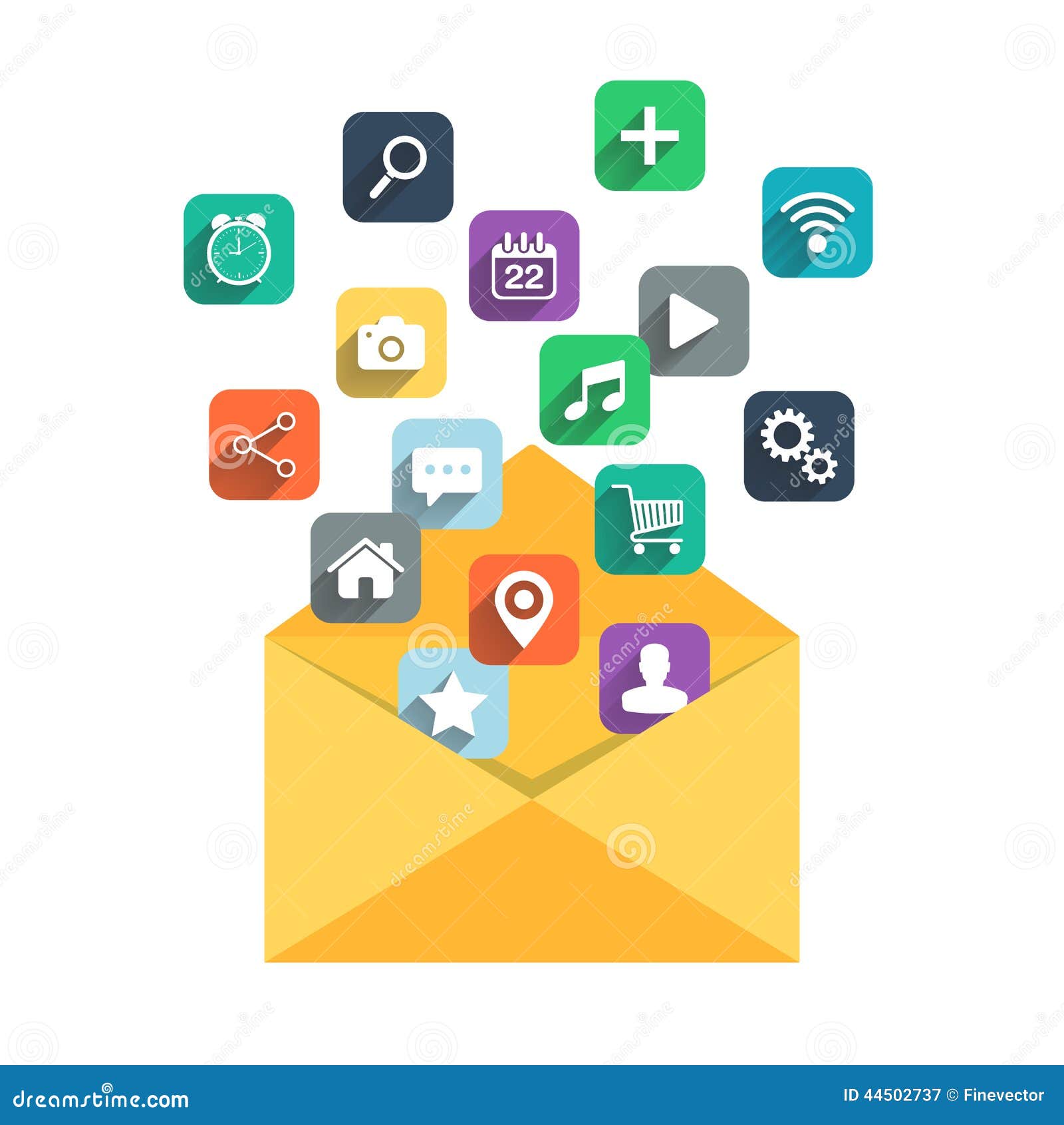 Email Icon With Web Icons Set On White Background. Stock Vector ...