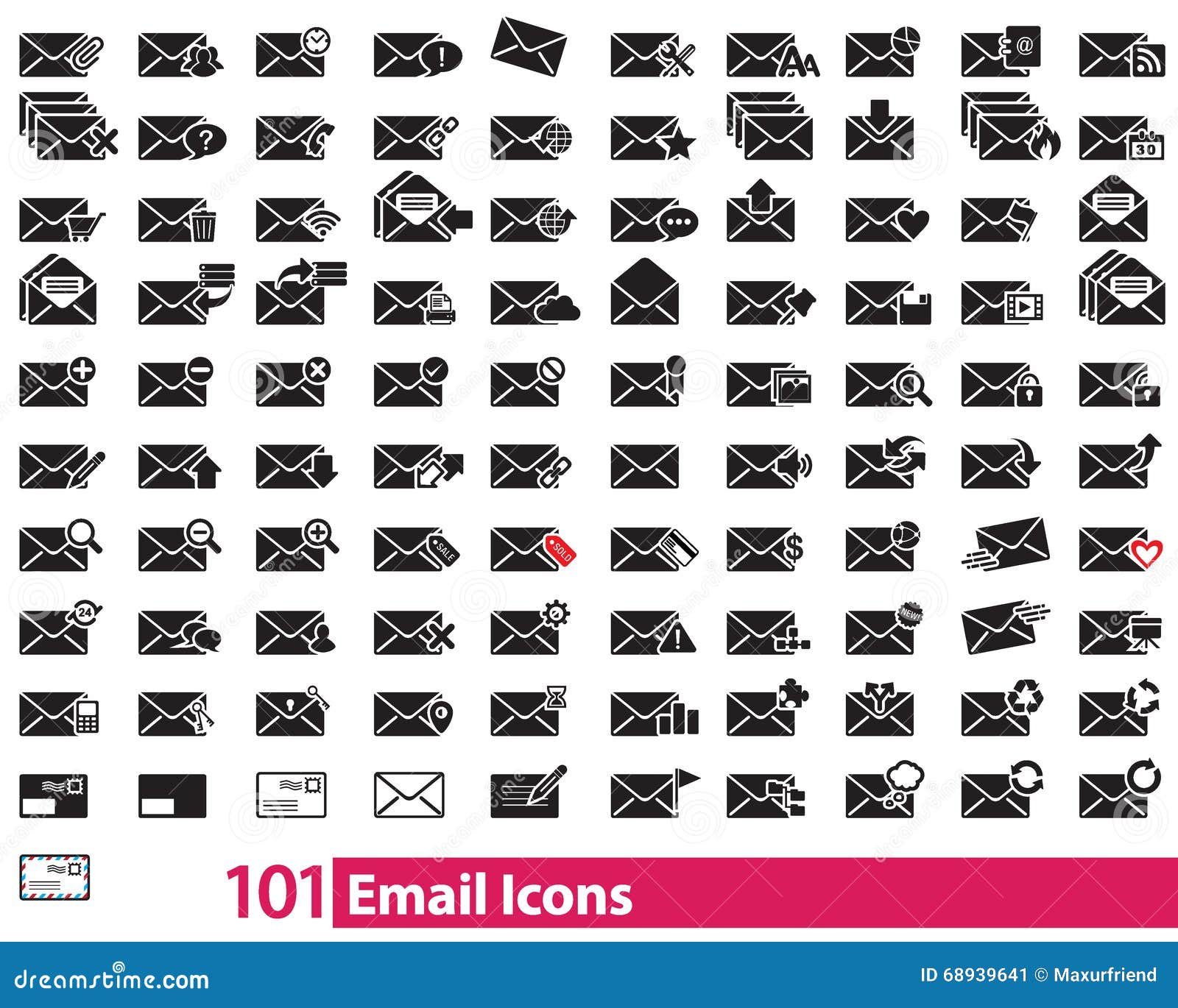 101 Email Icons Vector Illustrator Stock Vector - Illustration of ...
