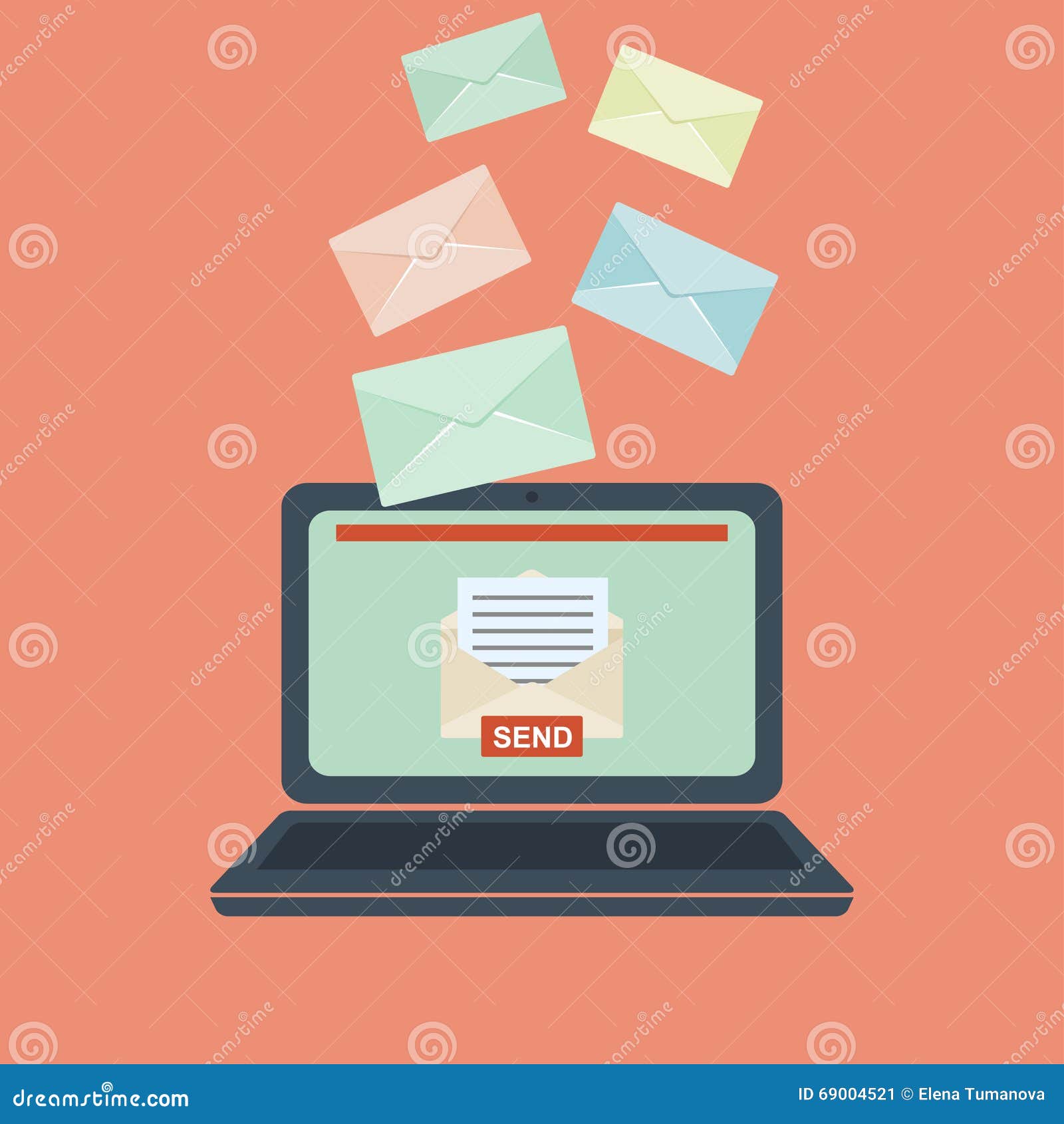 Email Illustration. Flat Design. Stock Vector - Illustration of ...
