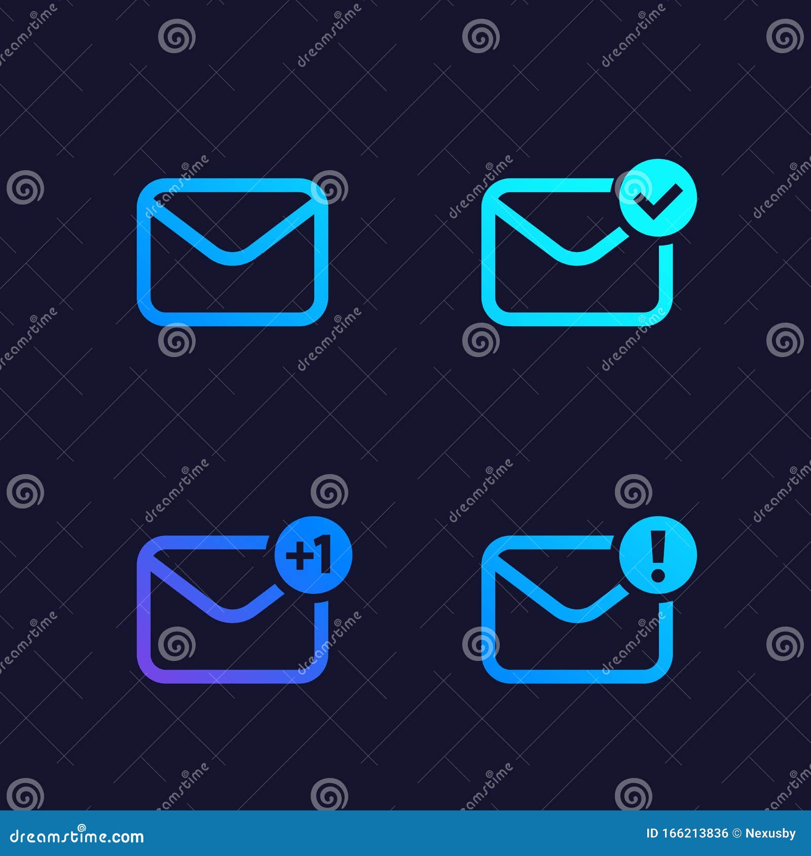 Email, inbox, mail icons stock vector. Illustration of notice - 166213836