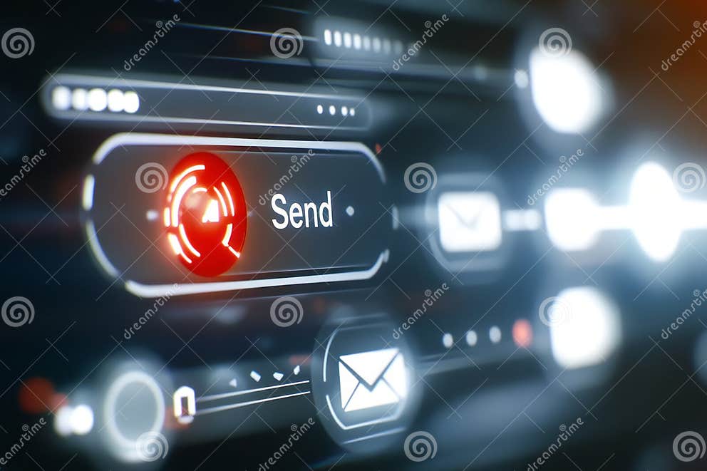 Email Interface with a Clicked Send Button and Progress Bar Showing ...