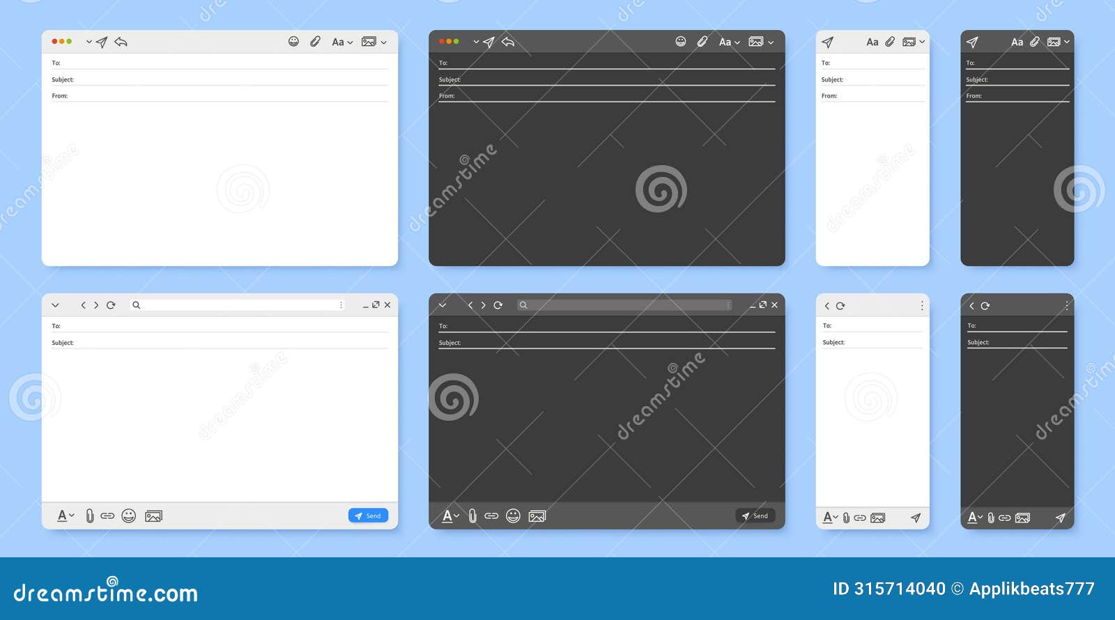 Email Interface. Mail Client New Message Window User Interface, Desktop ...