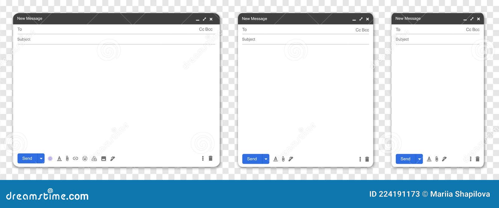 Email interface set stock vector. Illustration of computer - 224191173