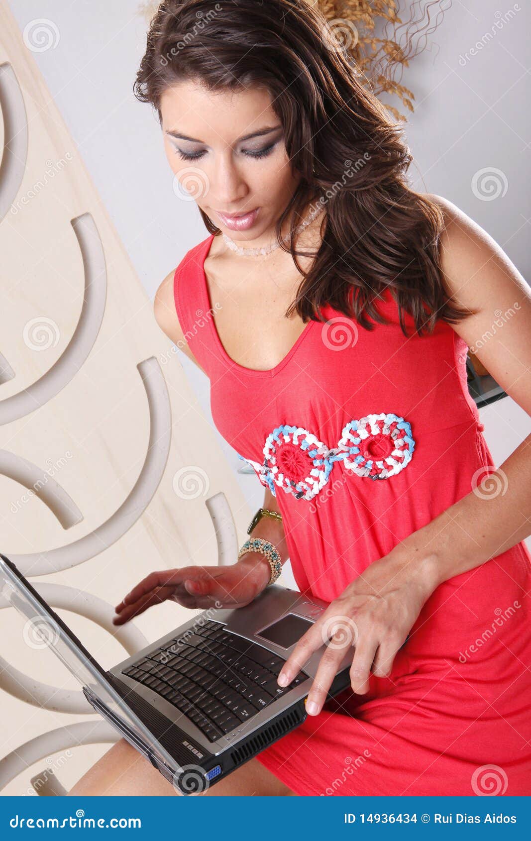 Email lady stock photo. Image of black, race, happy, hispanic - 14936434